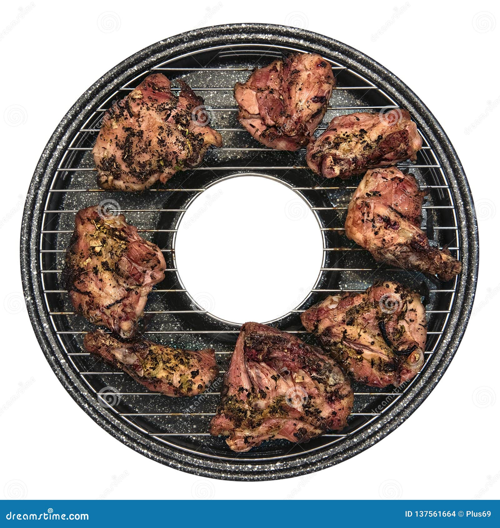 BBQ Meat on the Grill Pan Isolated on White Background Stock Photo ...