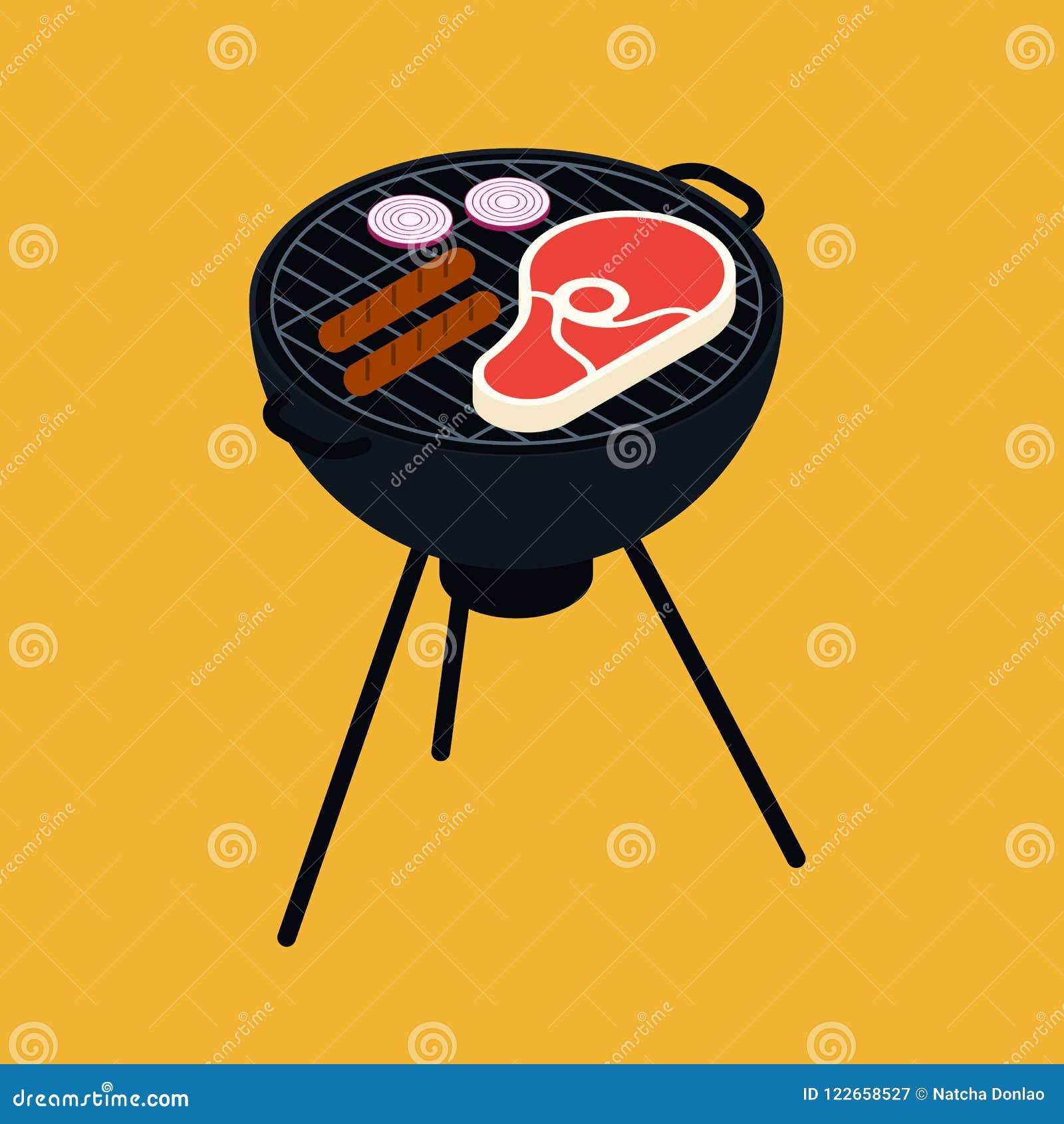 BBQ Modern Retro Vintage Style in Summer Stock Illustration ...