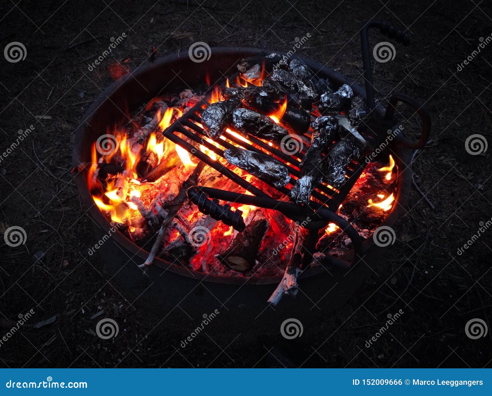 BBQ in Nature on a Open Fire in Yosimite Stock Photo - Image of fire ...