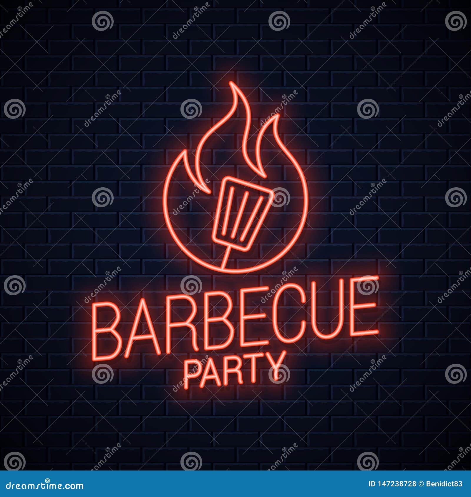 BBQ Neon Sign. Barbecue Neon Banner on Wall Stock Vector - Illustration ...