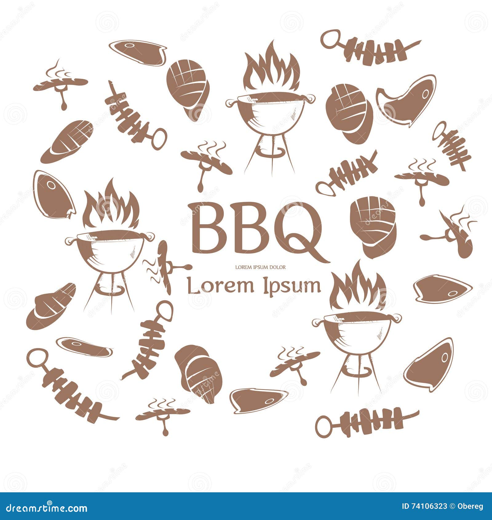 BBQ Outline Background Vector Illustration. Stock Vector - Illustration ...