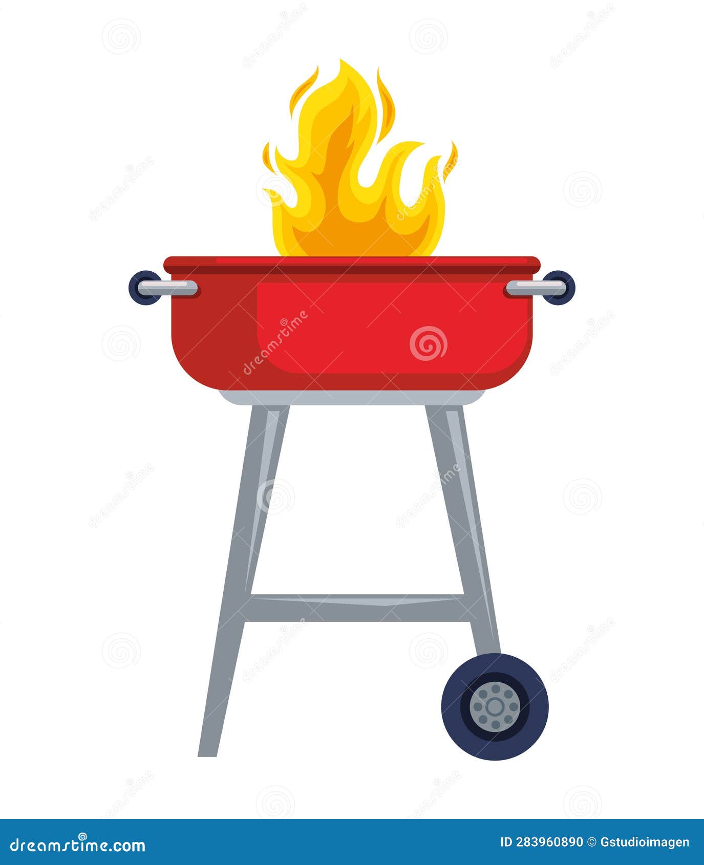 Bbq oven with flame stock vector. Illustration of design - 283960890