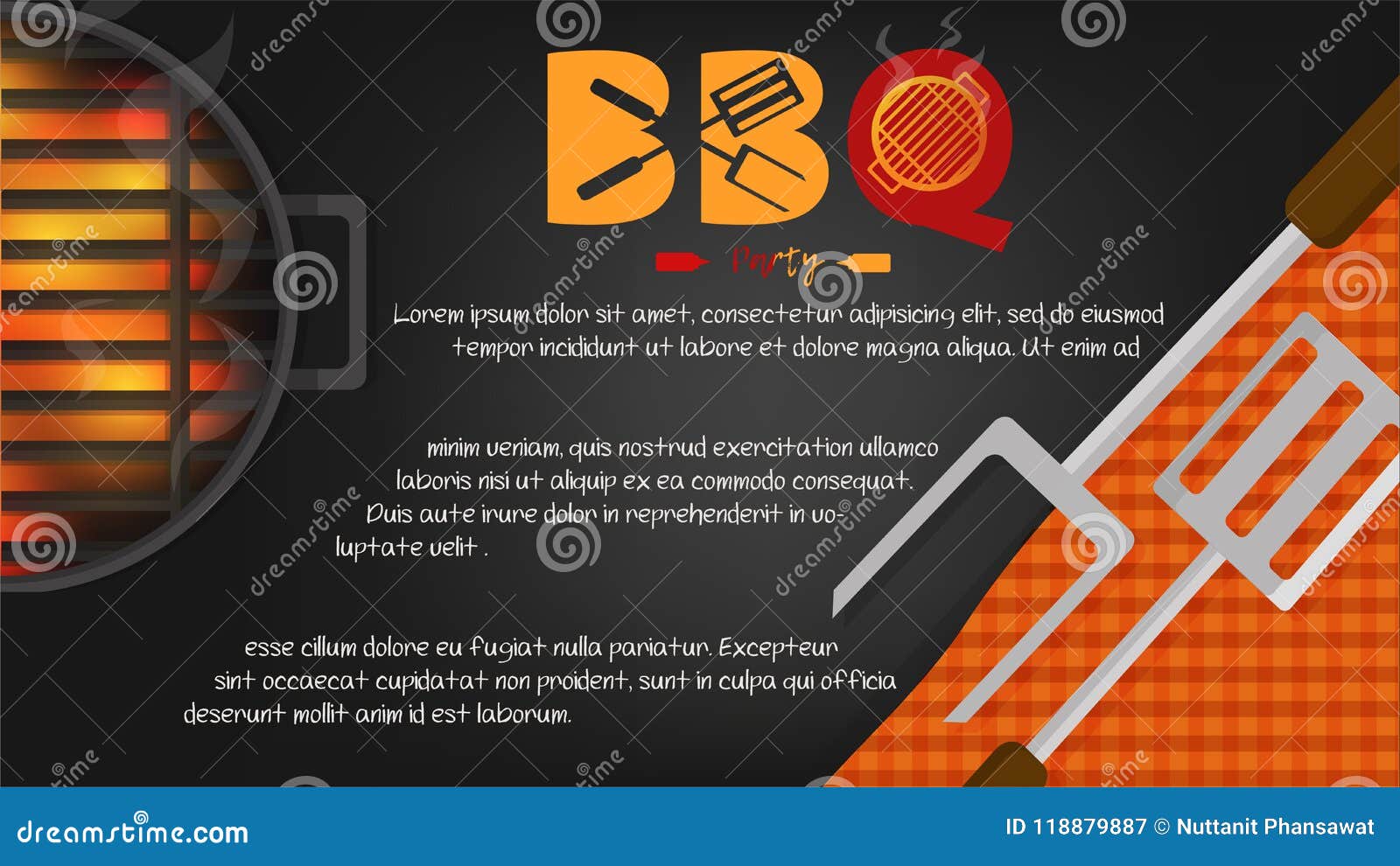 BBQ Party Background Vector Graphic Stock Vector - Illustration of cook ...