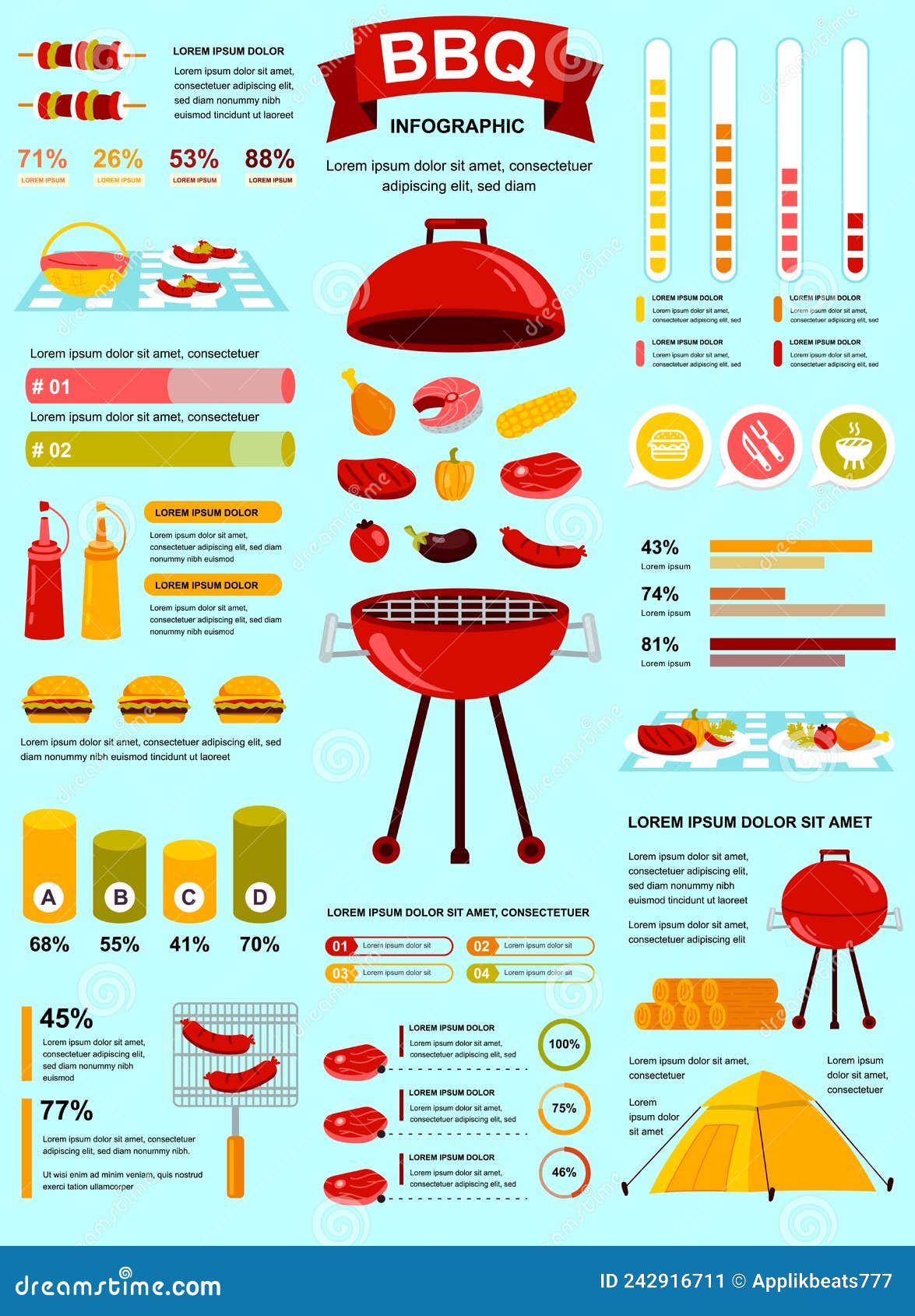 Bbq Party Banner with Infographic Elements. Barbecue Poster Template ...