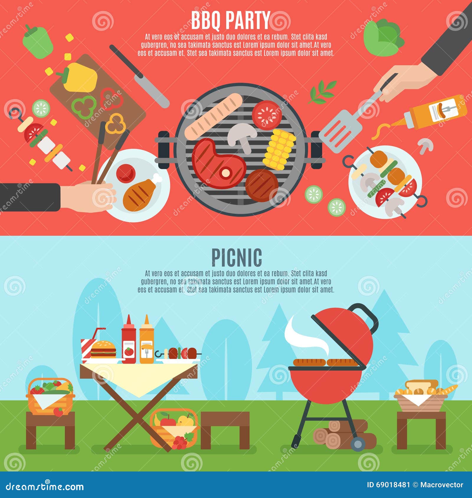 BBQ party banner set stock vector. Illustration of line - 69018481