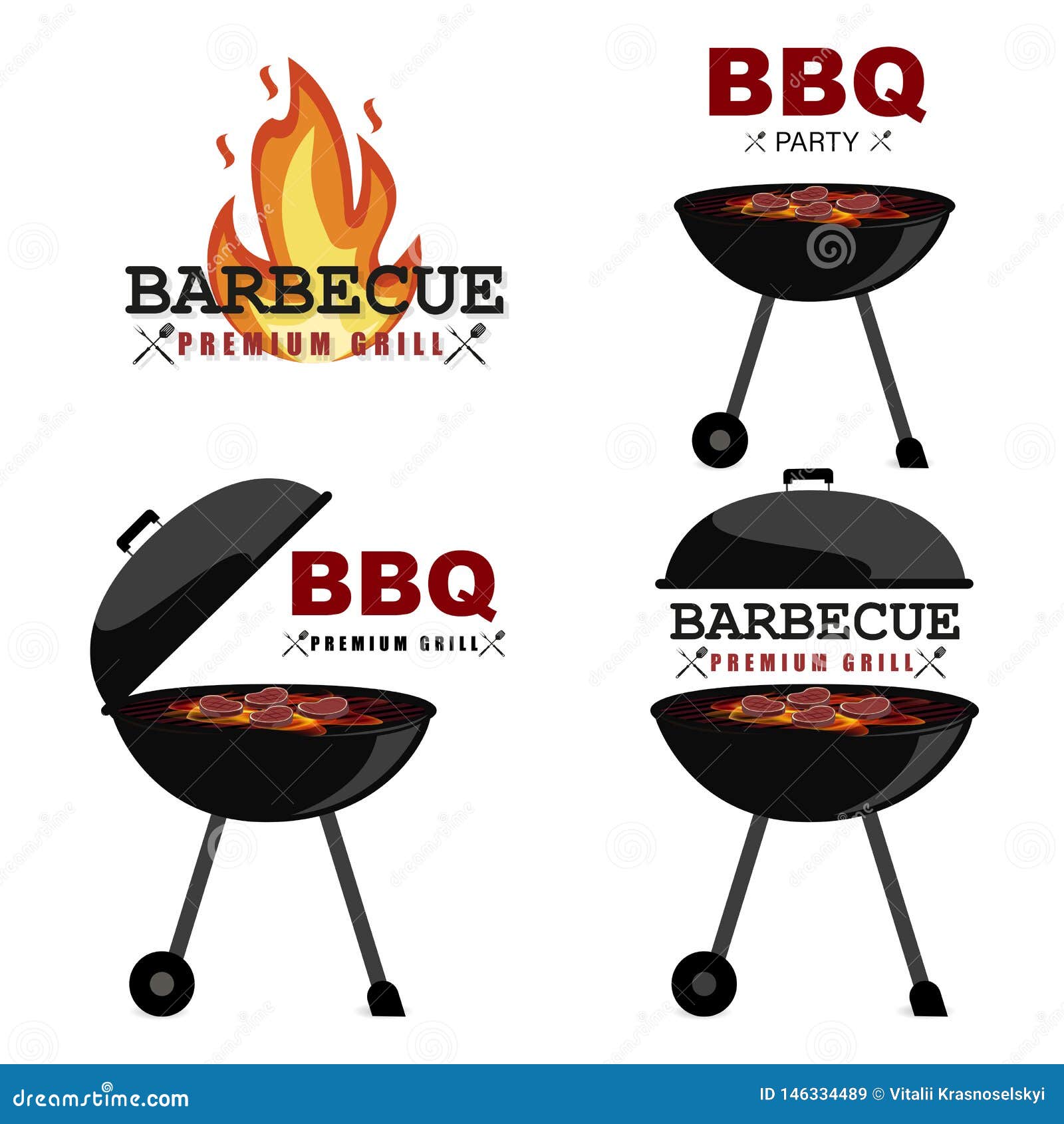 BBQ Party. Barbecue Set in Vector Style. Bbq Grill, Summer Style Stock ...