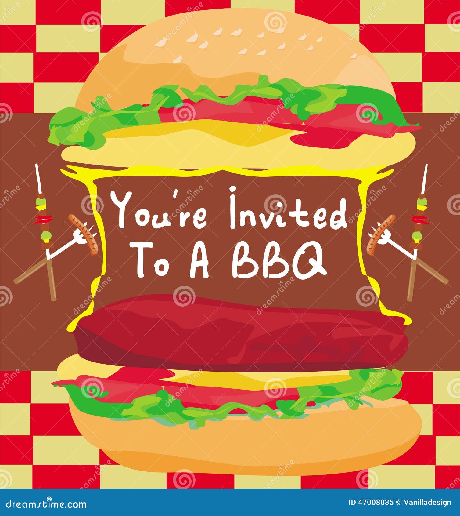 BBQ Party Big Burger Invitation Stock Vector - Illustration of cheese ...