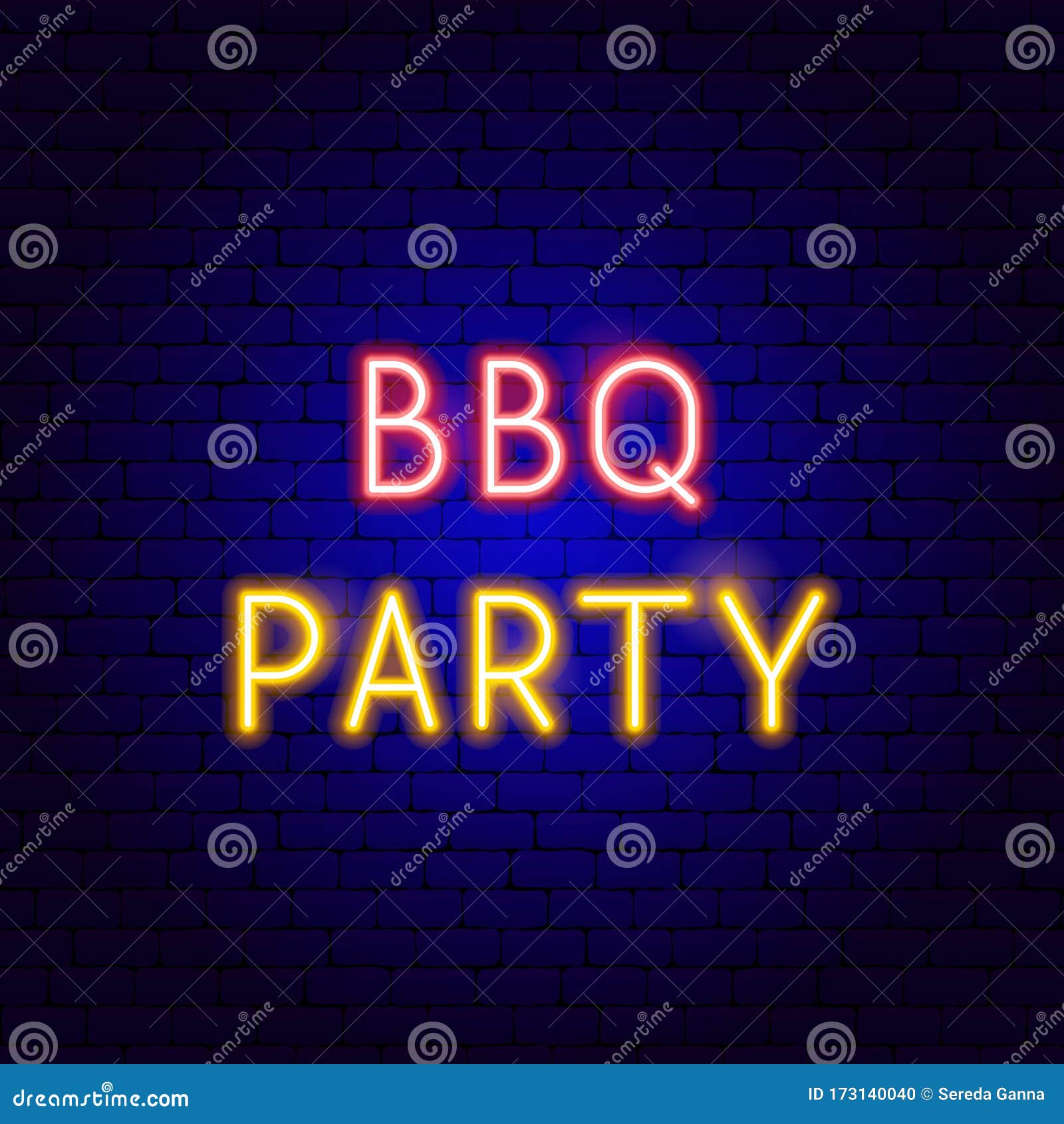 BBQ Party Neon Text stock vector. Illustration of object - 173140040