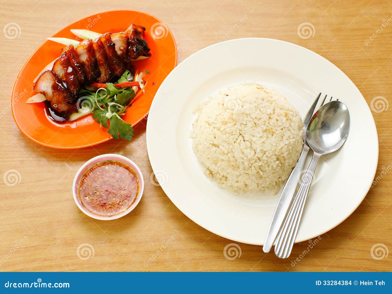 BBQ Pork and Crispy Pork with Rice. Stock Photo - Image of grilled ...