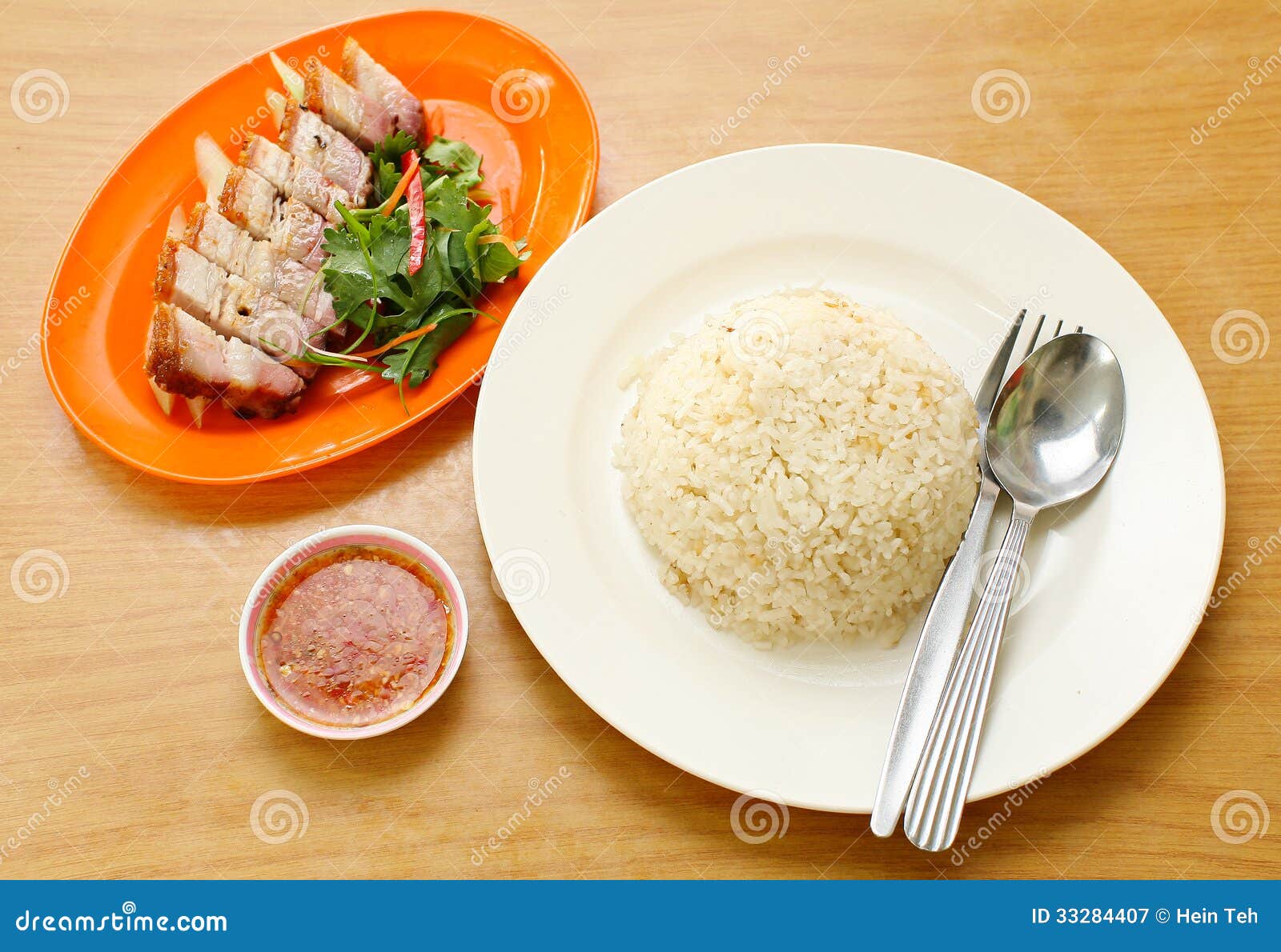 BBQ Pork and Crispy Pork with Rice. Stock Image - Image of dinner ...