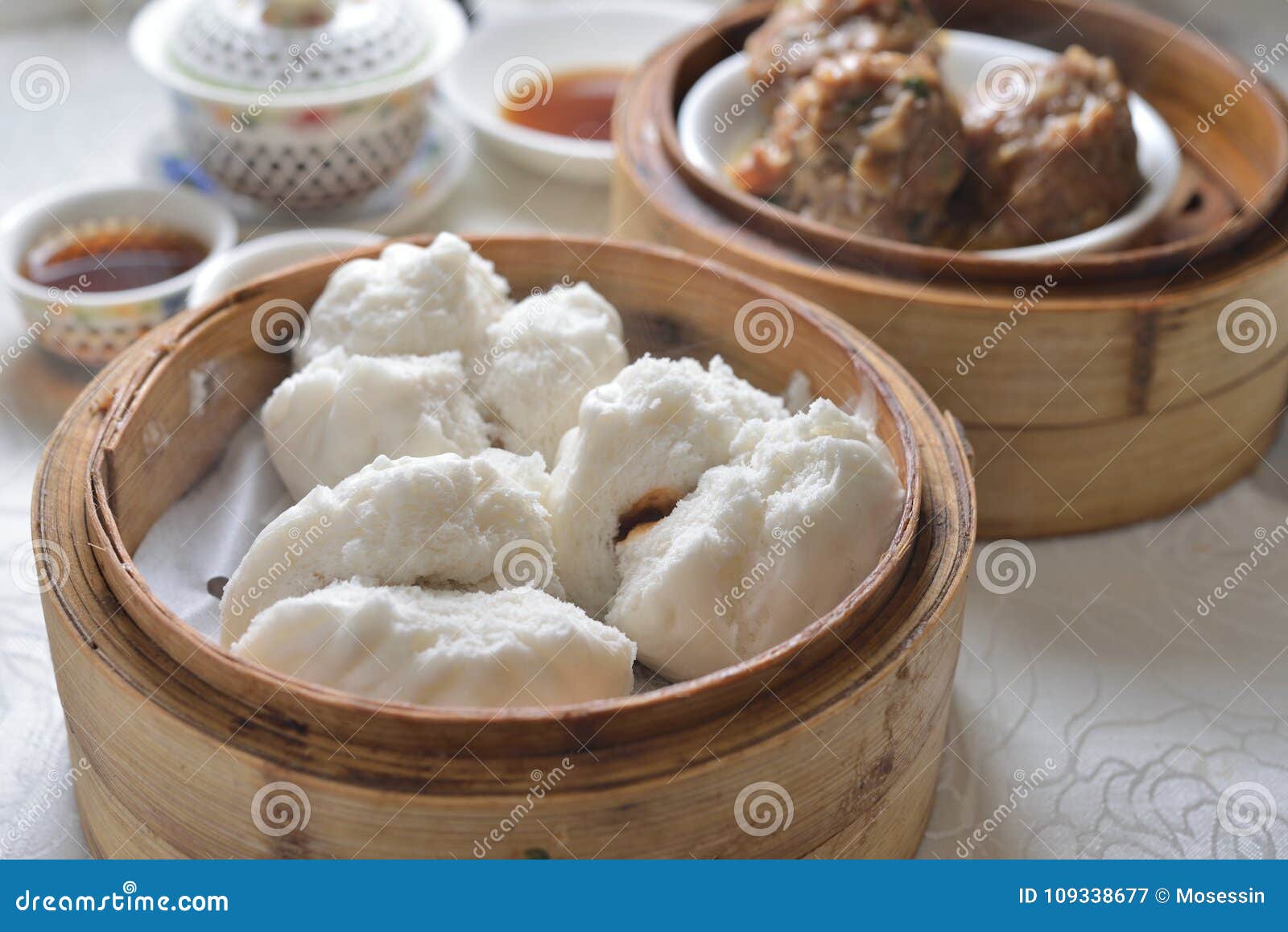 BBQ pork bun dim sum stock image. Image of starter, barbecue - 109338677