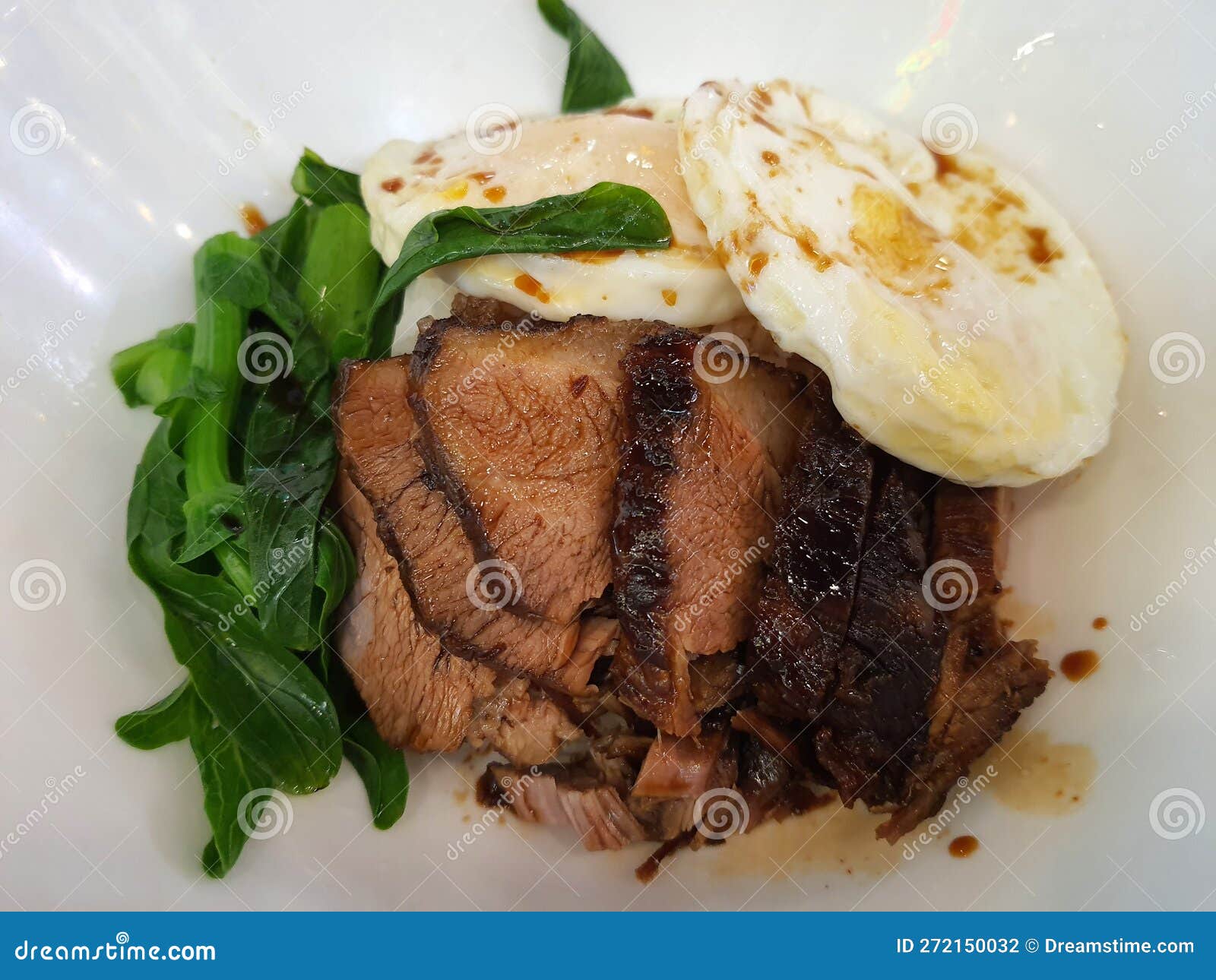 BBQ pork egg rice stock photo. Image of dish, roasting - 272150032