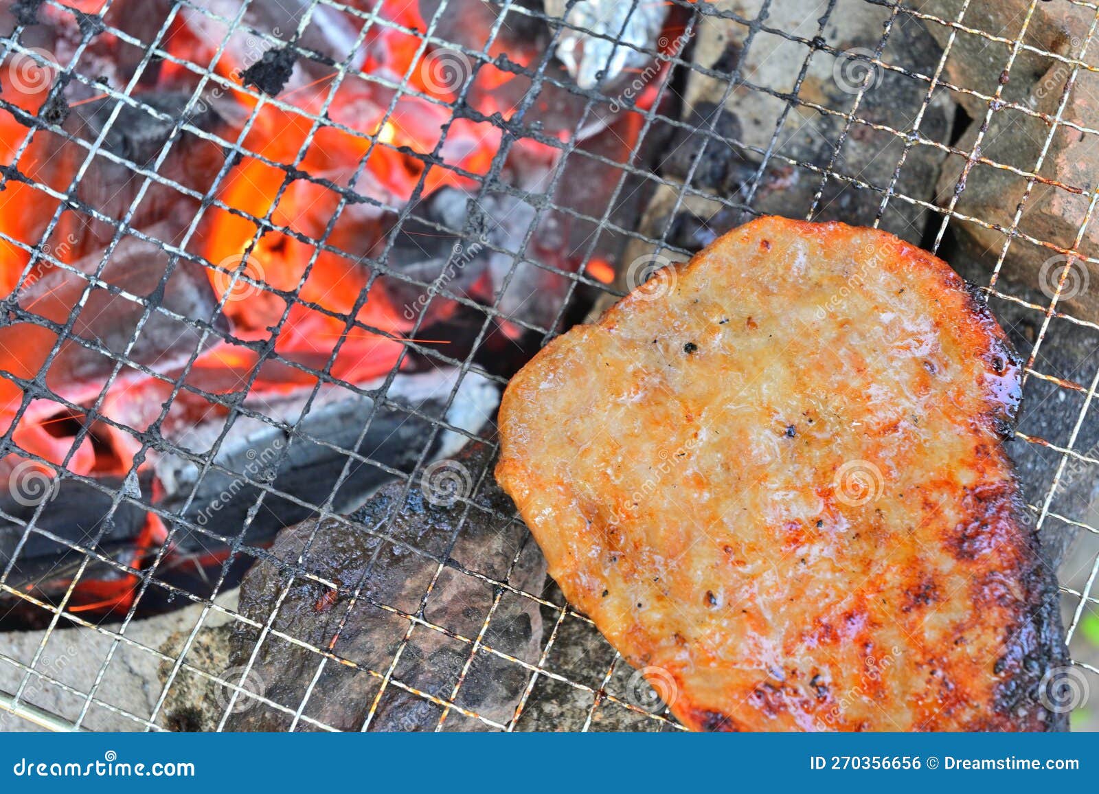 BBQ Pork Meat Fire Charcoal Stock Photo - Image of korean, conventional ...