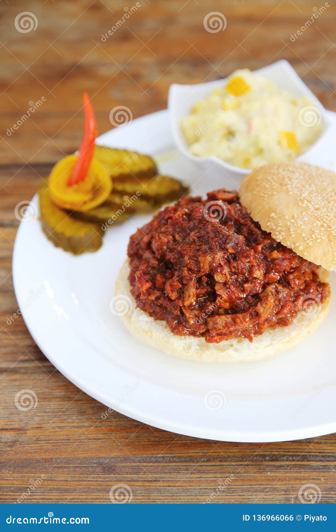 Barbecue pork rib burger stock photo. Image of dining - 136966066