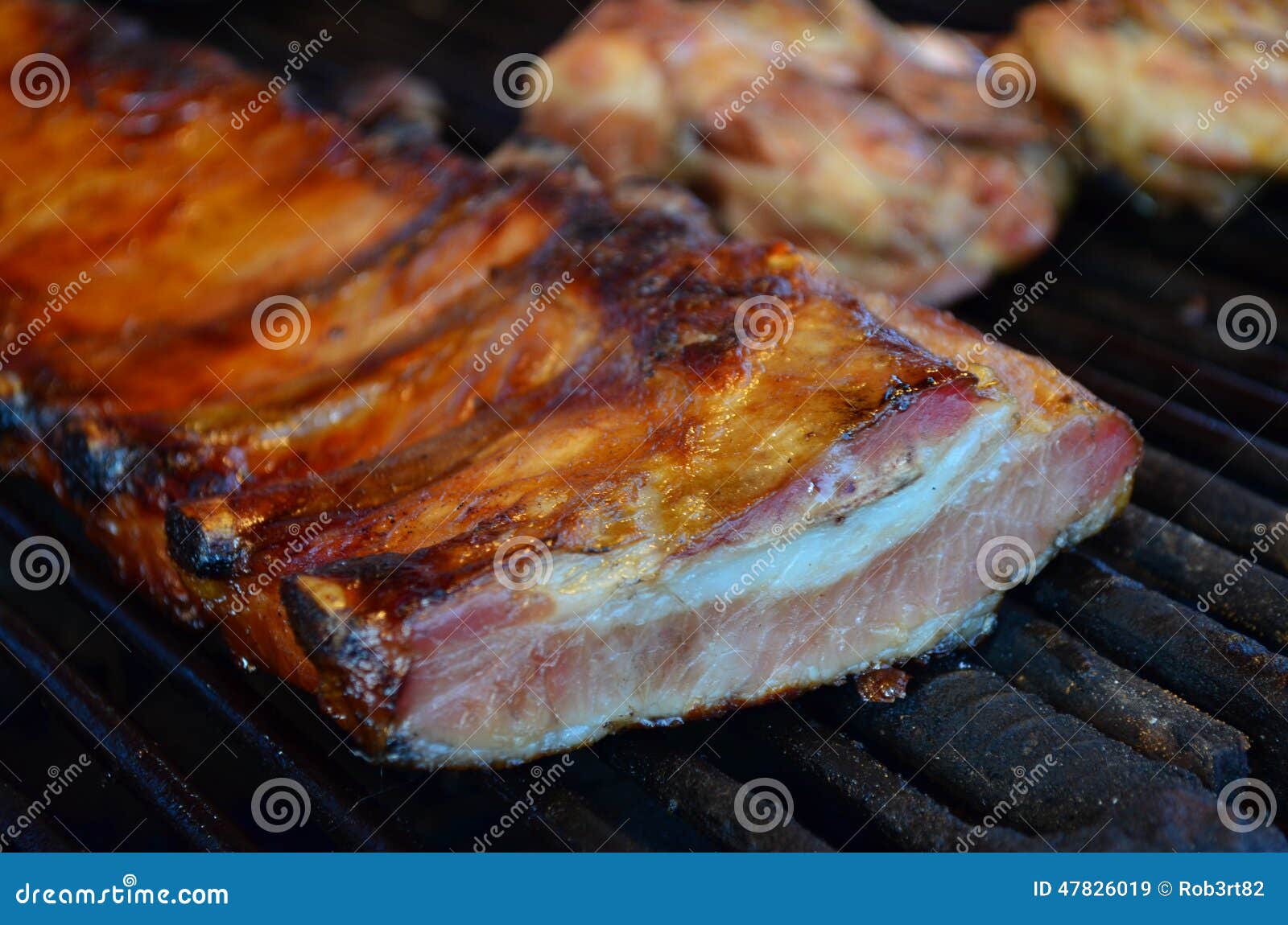 BBQ Pork Ribs on the Grill stock image. Image of cookout - 47826019