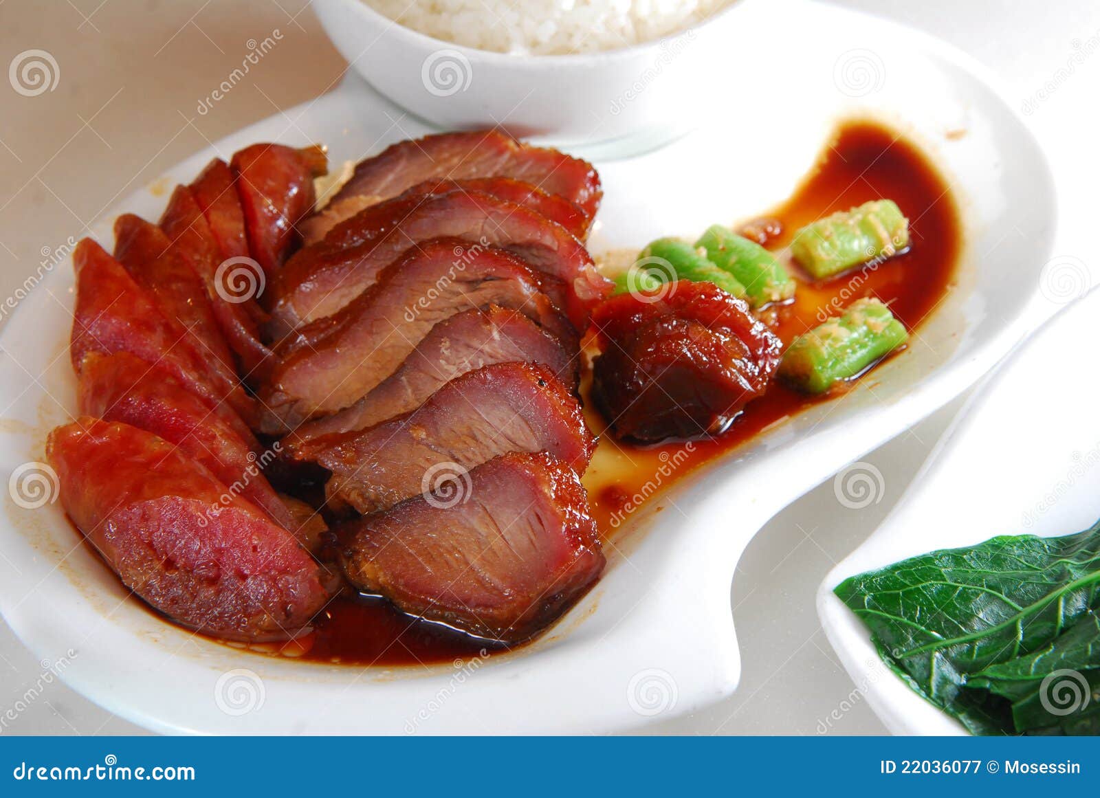 BBQ pork rice stock image. Image of food, vegetable, dish - 22036077
