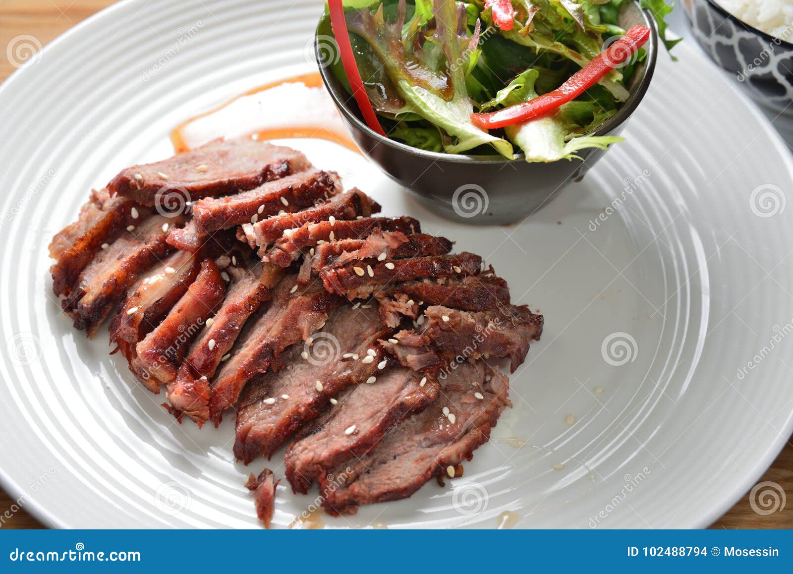 BBQ pork rice stock photo. Image of slice, sausage, china - 102488794