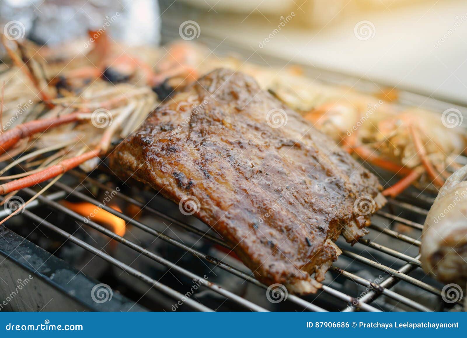 BBQ pork rip grill stock photo. Image of grilling, bone - 87906686