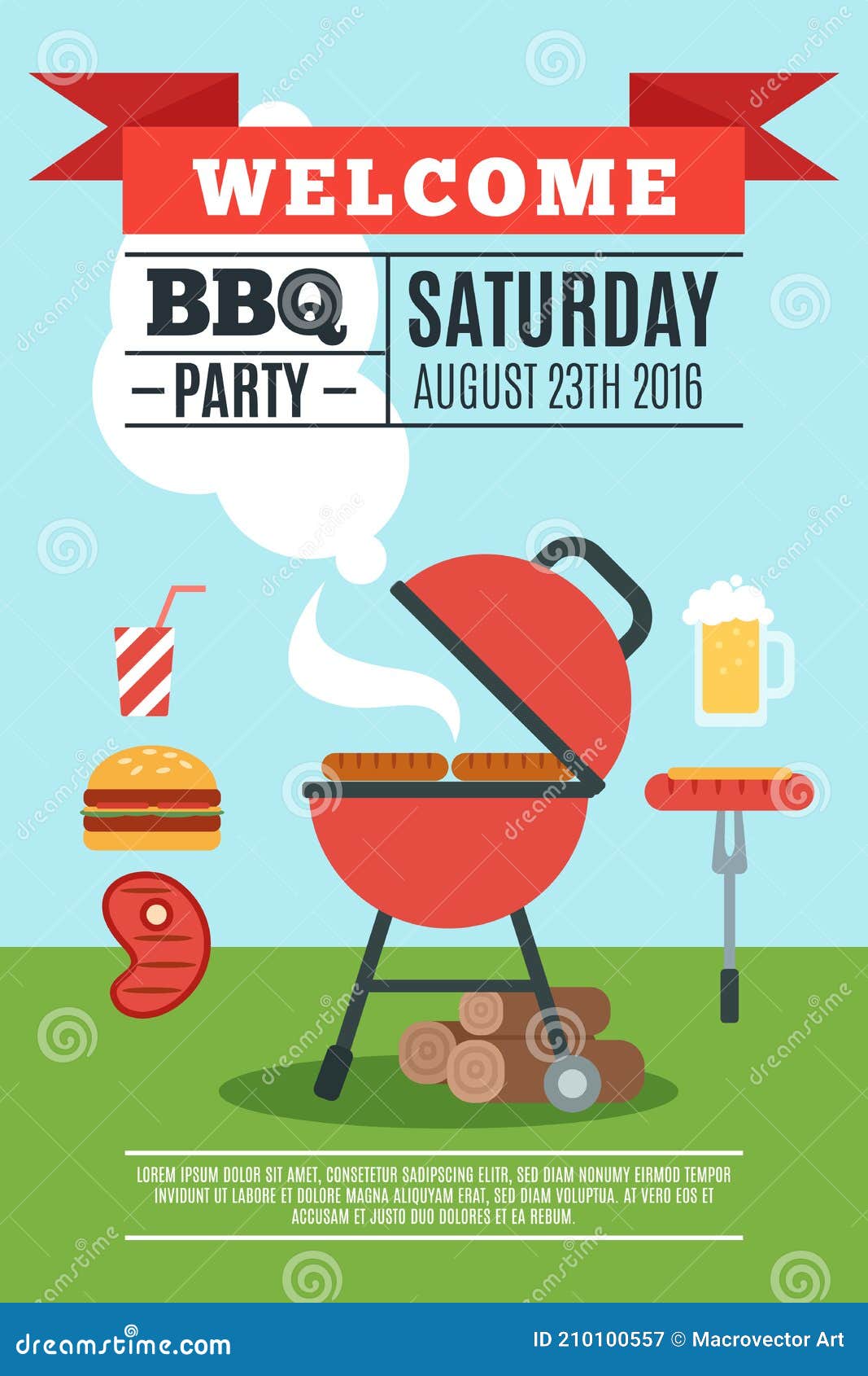 BBQ poster illustration stock vector. Illustration of outing - 210100557