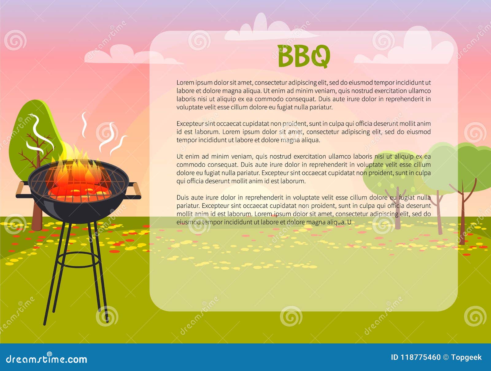 BBQ Poster with Nature Text Vector Illustration Stock Vector ...