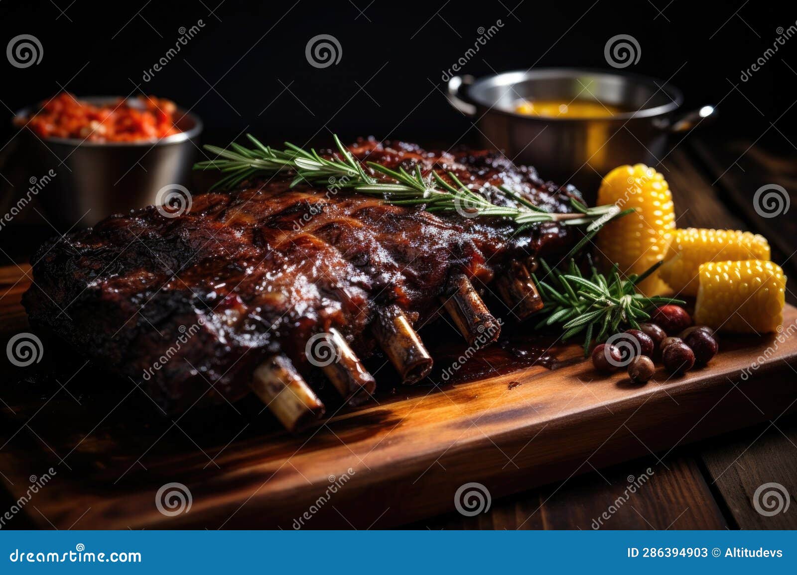 Bbq Ribs with Corn on the Cob Side Dish Stock Image - Image of meal ...