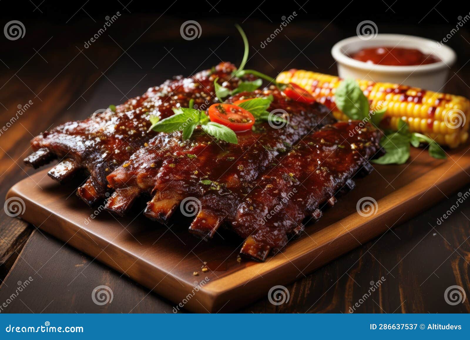 Bbq Ribs with Corn on the Cob Side Dish Stock Illustration ...