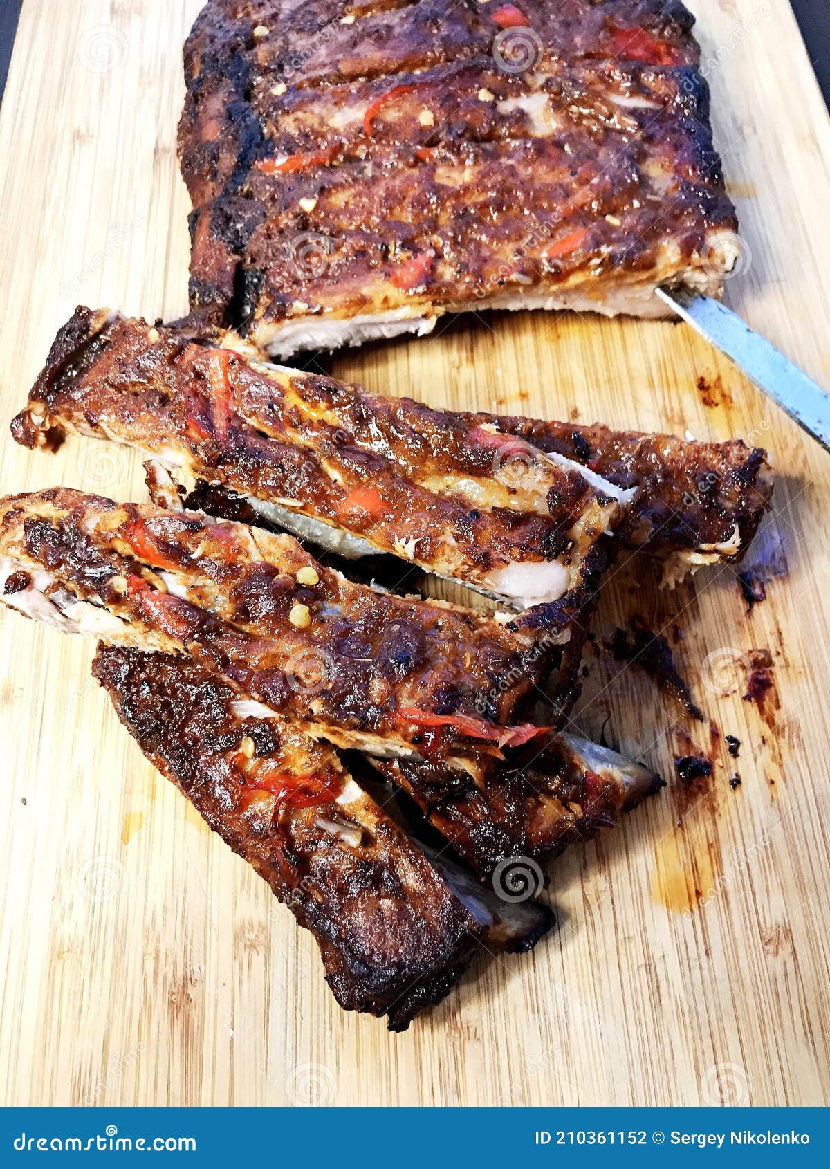 BBQ Ribs - Marinated Pork Ribs with Barbeque Sauce Dip. Stock Photo ...