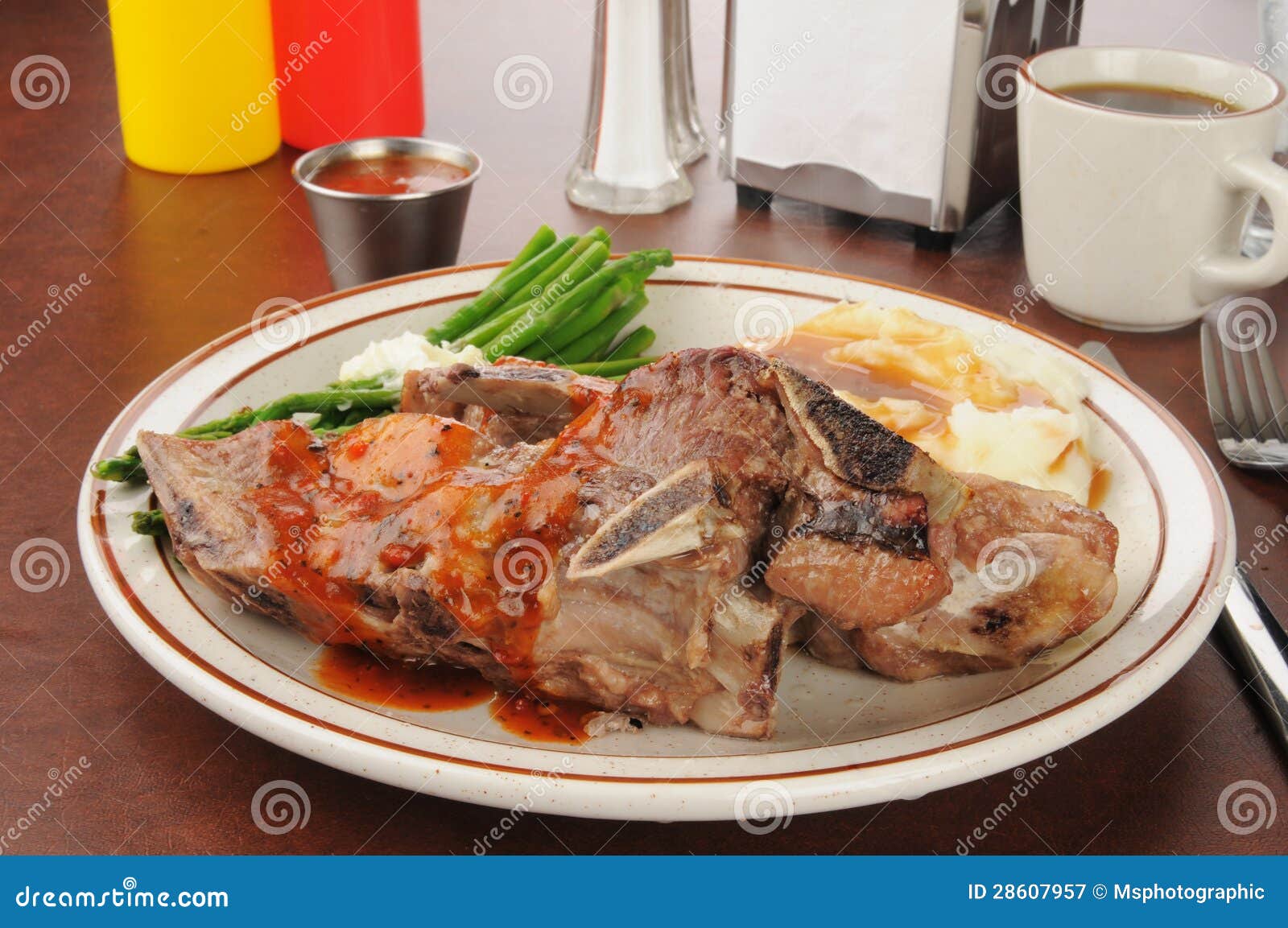 BBQ Ribs and Mashed Potatoes Stock Image - Image of barbecue, dinner ...
