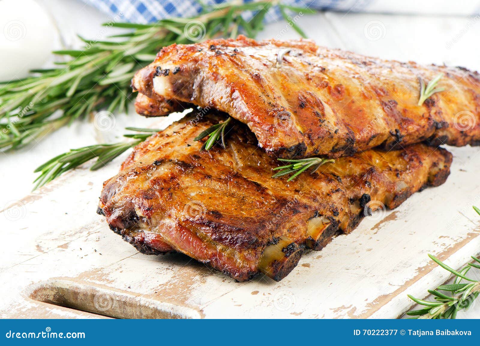 BBQ Ribs on a Wooden Cutting Board. Stock Image - Image of back, meal ...
