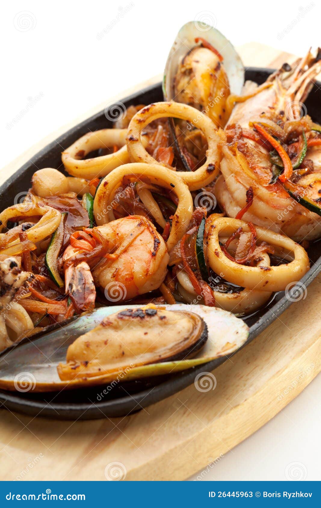 BBQ Seafood stock image. Image of black, castiron, prawn - 26445963