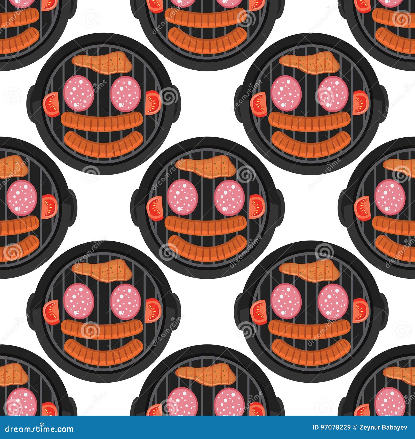 BBQ Seamless Pattern Design with Meat - Food Background Barbecue ...