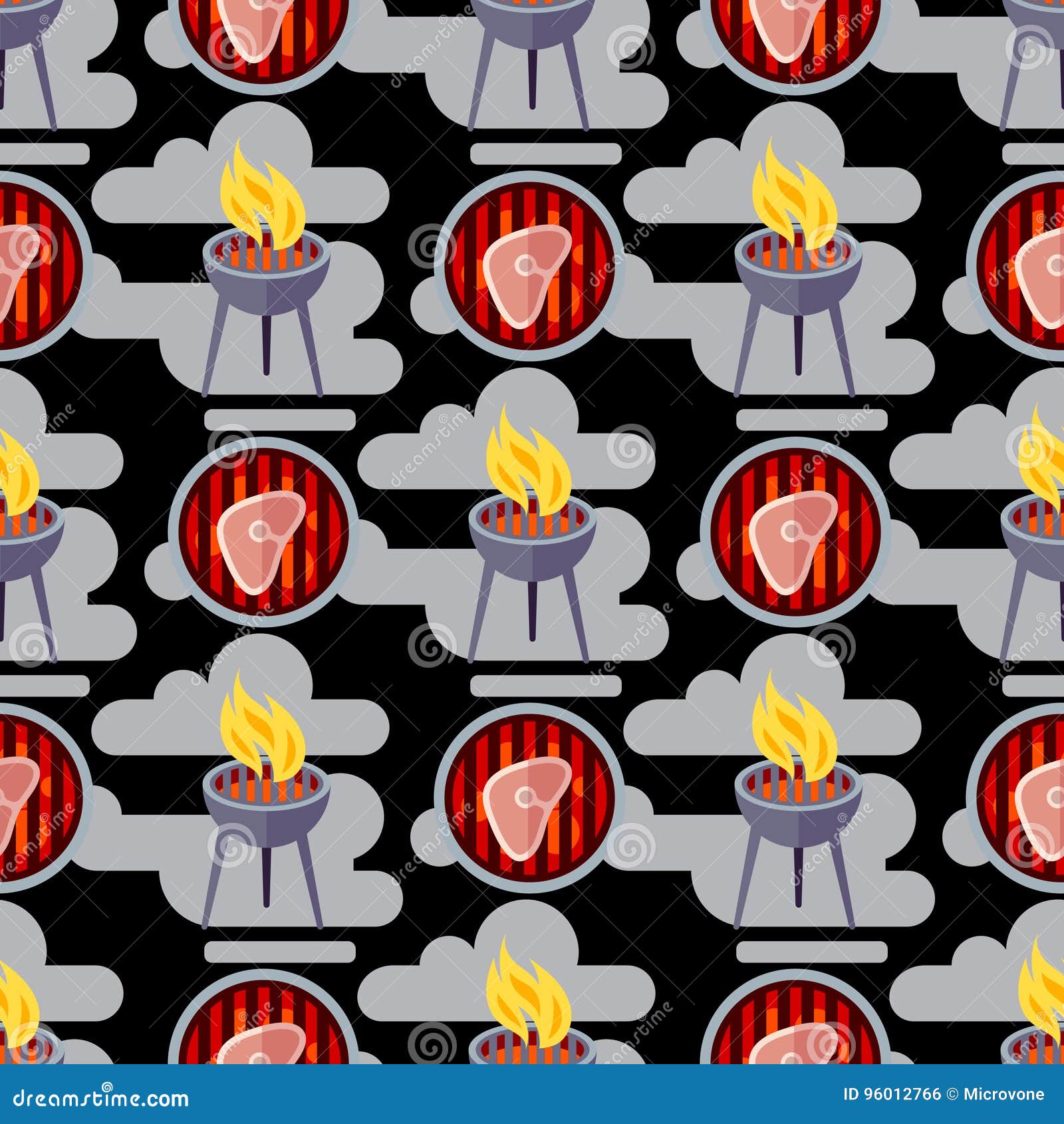 BBQ Seamless Pattern Design with Meat - Food Background Stock Vector ...