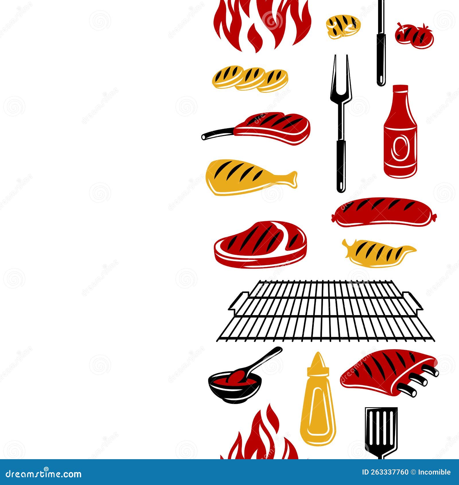 Bbq Seamless Pattern with Grill Objects and Icons. Stylized Kitchen and ...