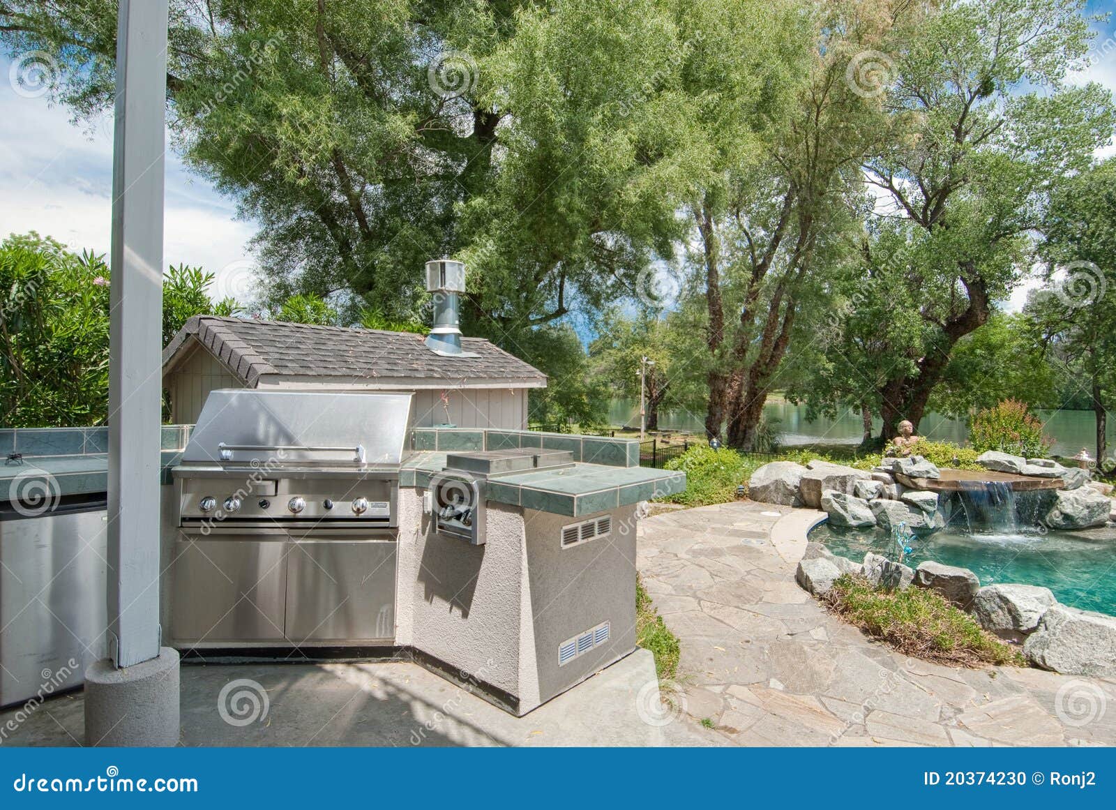 BBQ setup and pool view stock photo. Image of swimming - 20374230