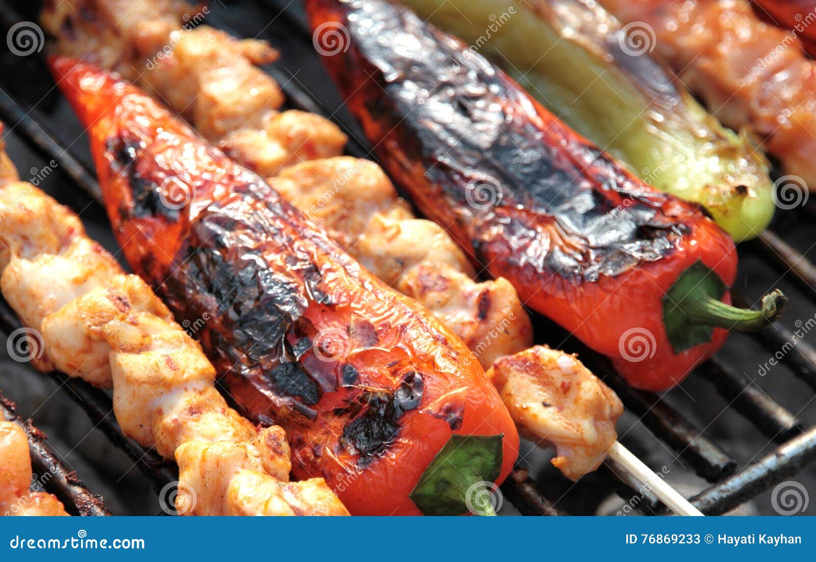 BBQ - Shish Kebab and Grilled Peppers Stock Image - Image of pepper ...