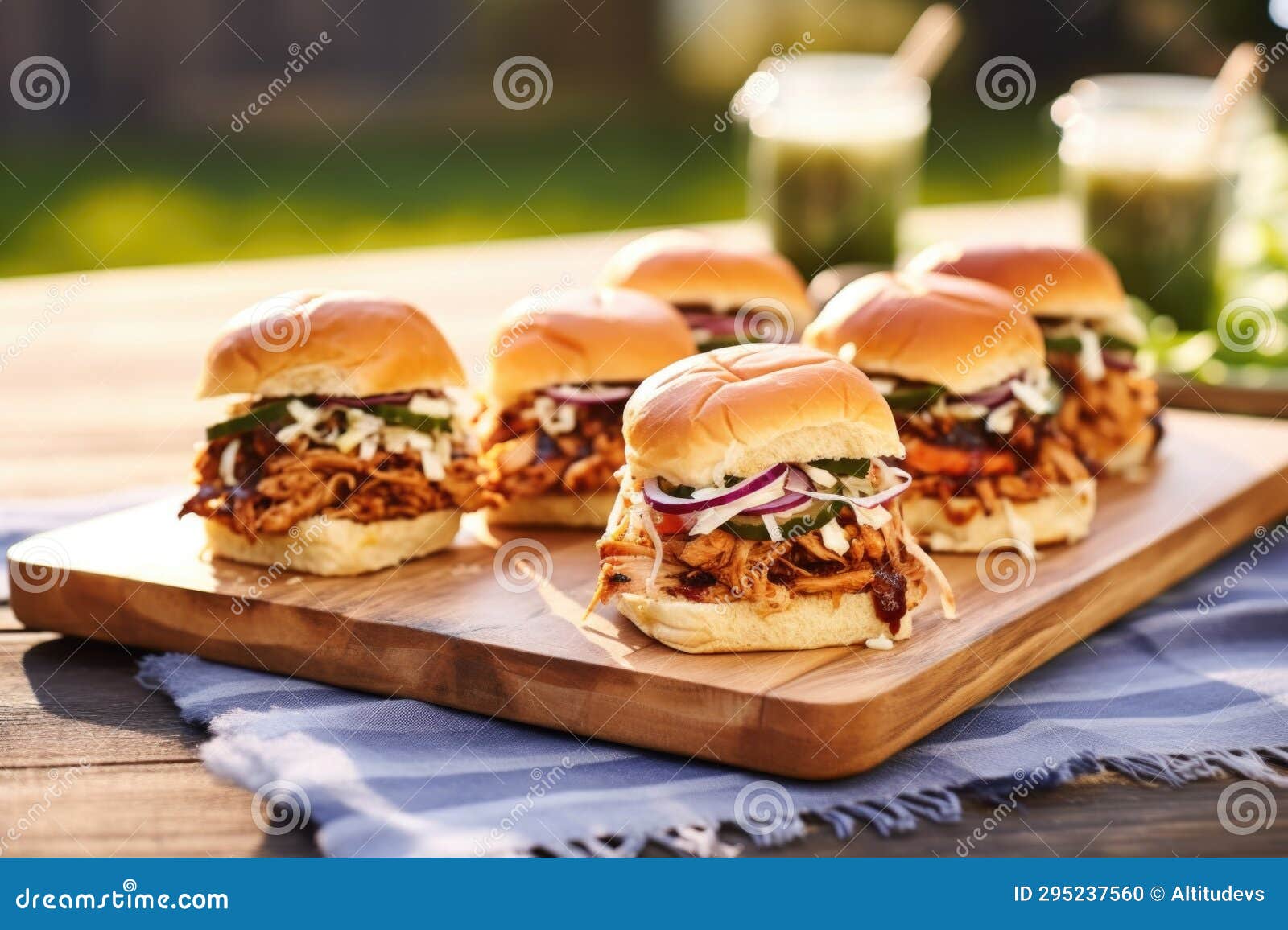 Bbq Sliders on a Grainy Picnic Table Stock Photo - Image of picnic ...