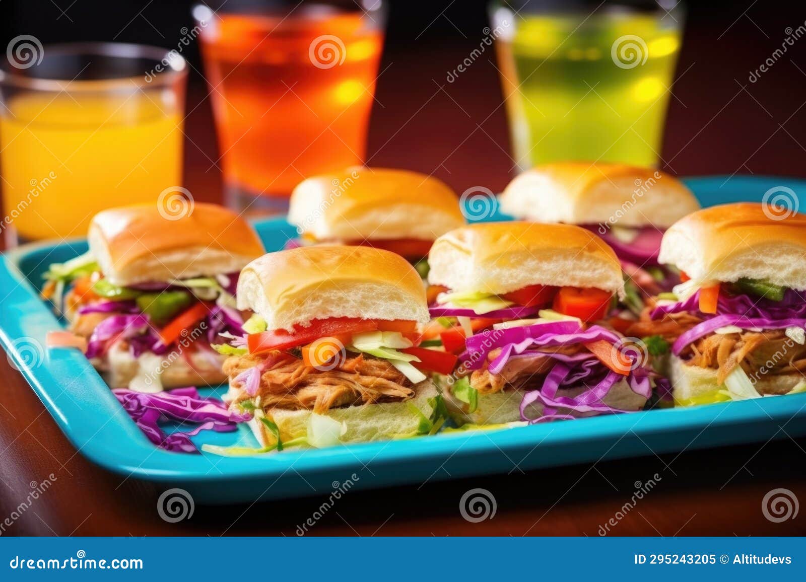 Bbq Sliders on a Rainbow-colored Tray Gives a Colourful Look Stock ...