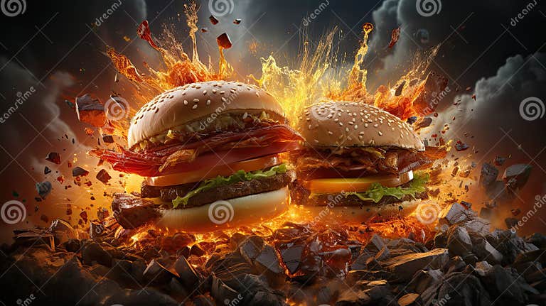 BBQ Smash Burgers Exploding with Taste and Flavour Stock Illustration ...