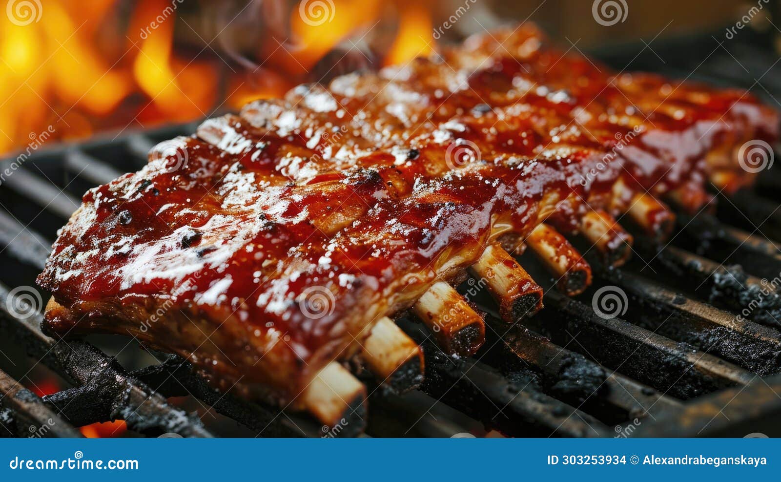 BBQ Spare Ribs from a Charcoal Grill Stock Illustration - Illustration ...