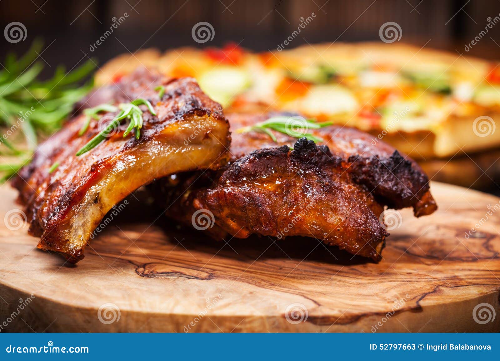 BBQ spare ribs with herbs stock image. Image of portion - 52797663
