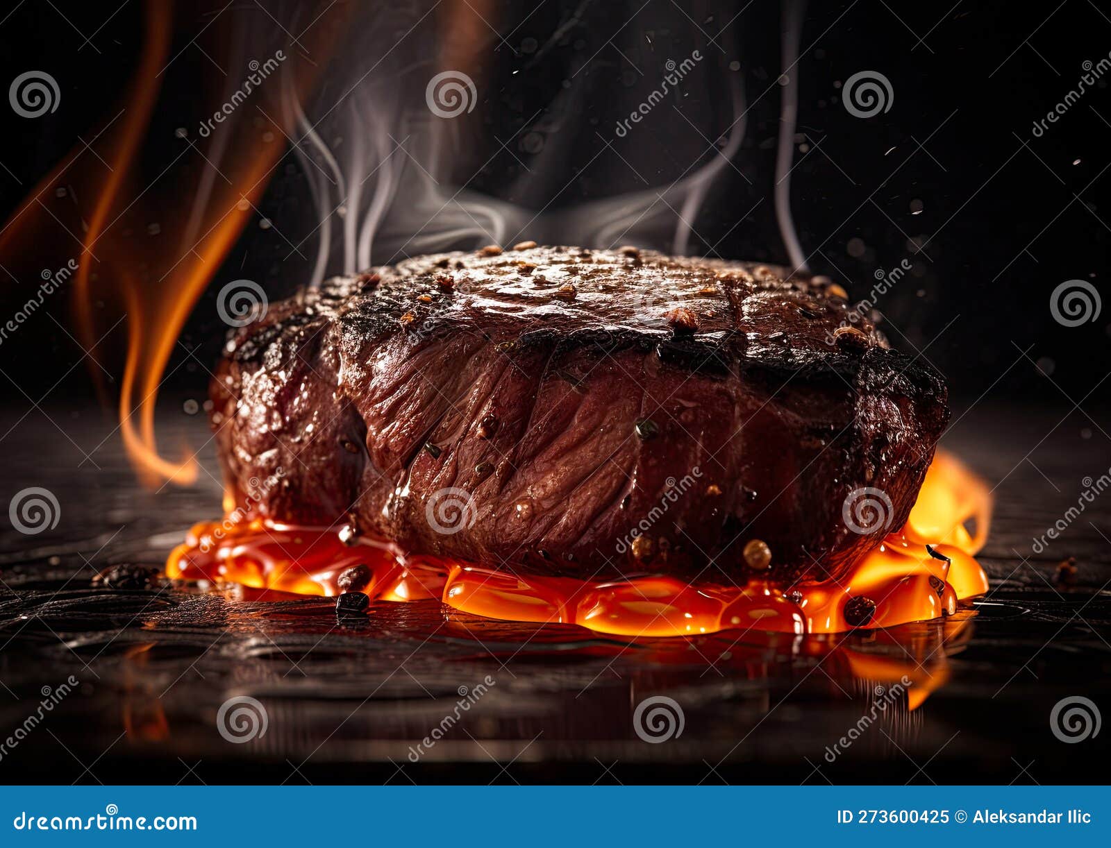 BBQ Steak Cooked on Lava. Ai Generative Stock Illustration ...