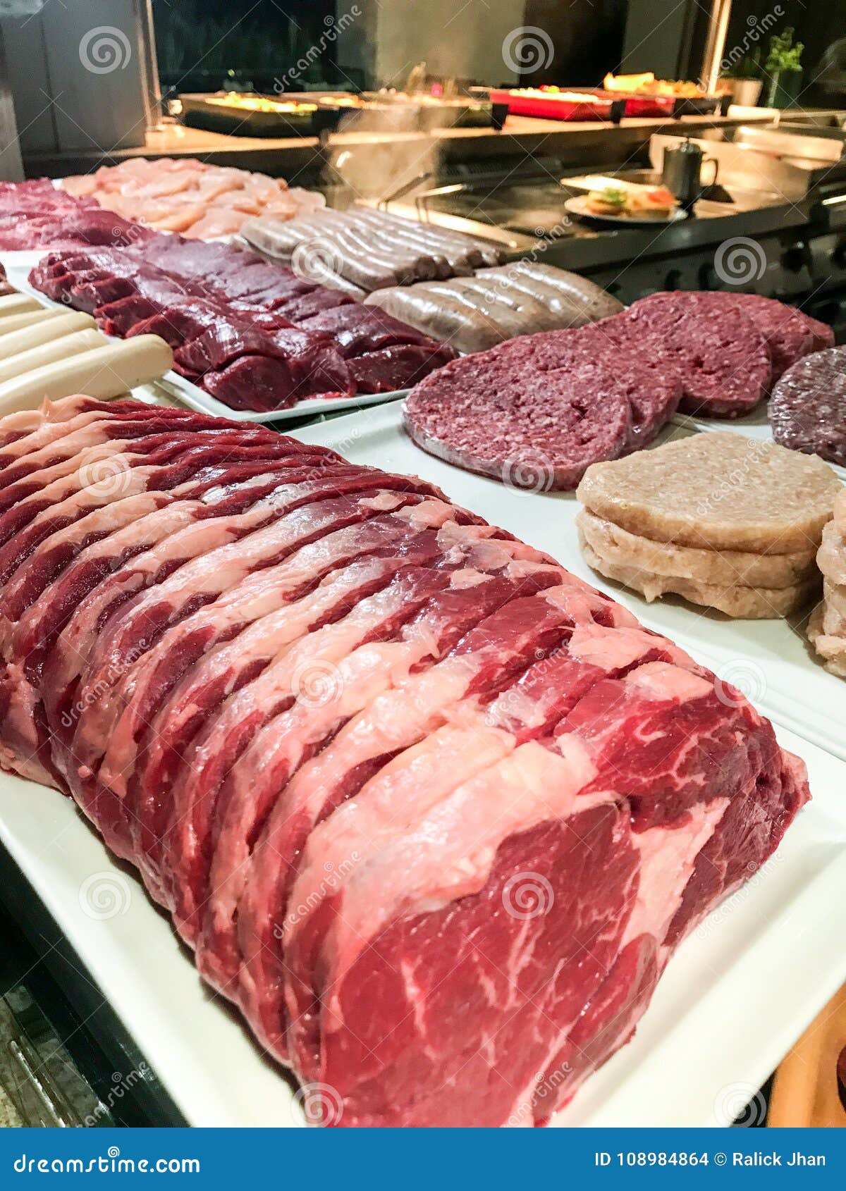 BBQ Steak Night Buffet Display Stock Photo - Image of design ...