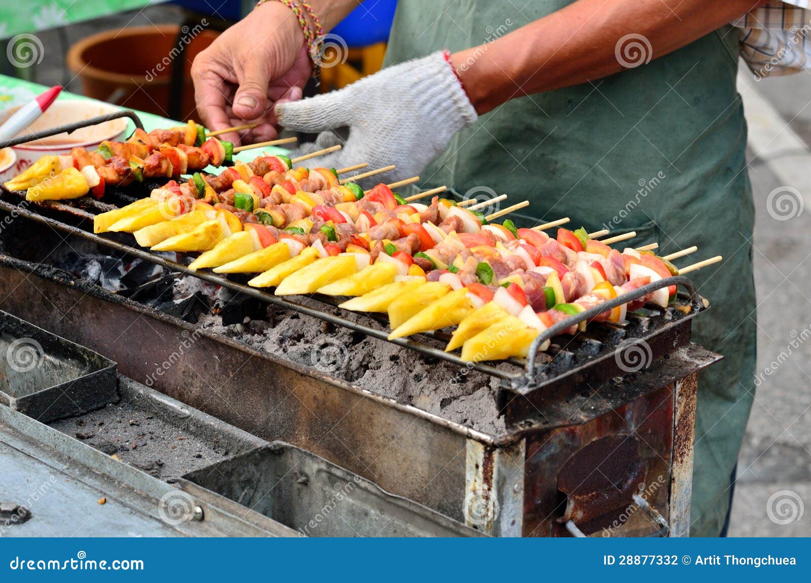 BBQ Sticks with Beef Meat, Onion and Pepper Slices Stock Photo - Image ...