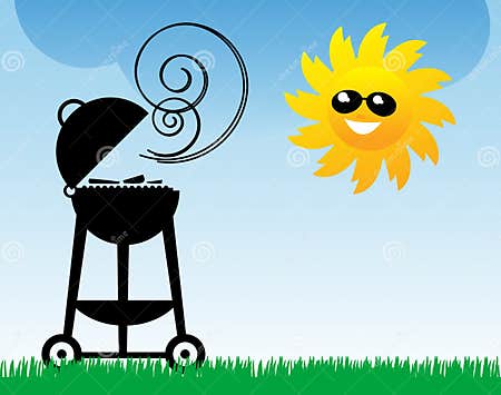 BBQ and Sun stock vector. Illustration of heat, design - 21827536