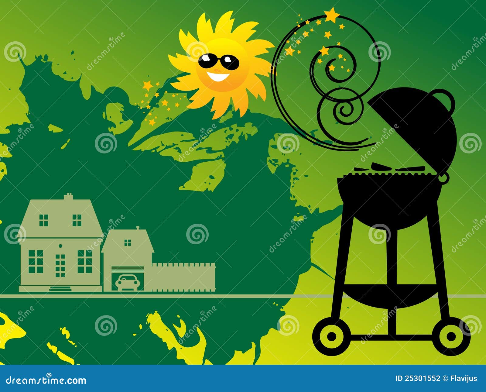 BBQ and Sun stock vector. Illustration of cook, cooking - 25301552