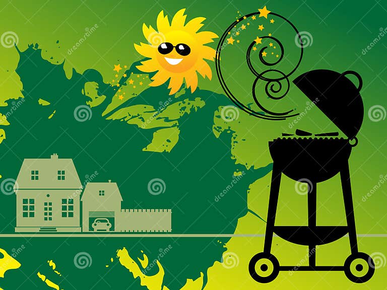 BBQ and Sun stock vector. Illustration of cook, cooking - 25301552