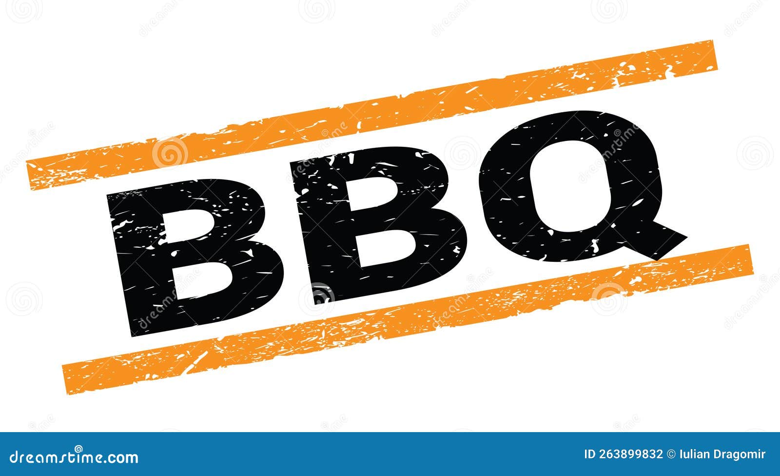 BBQ Text on Orange Rectangle Stamp Sign Stock Illustration ...