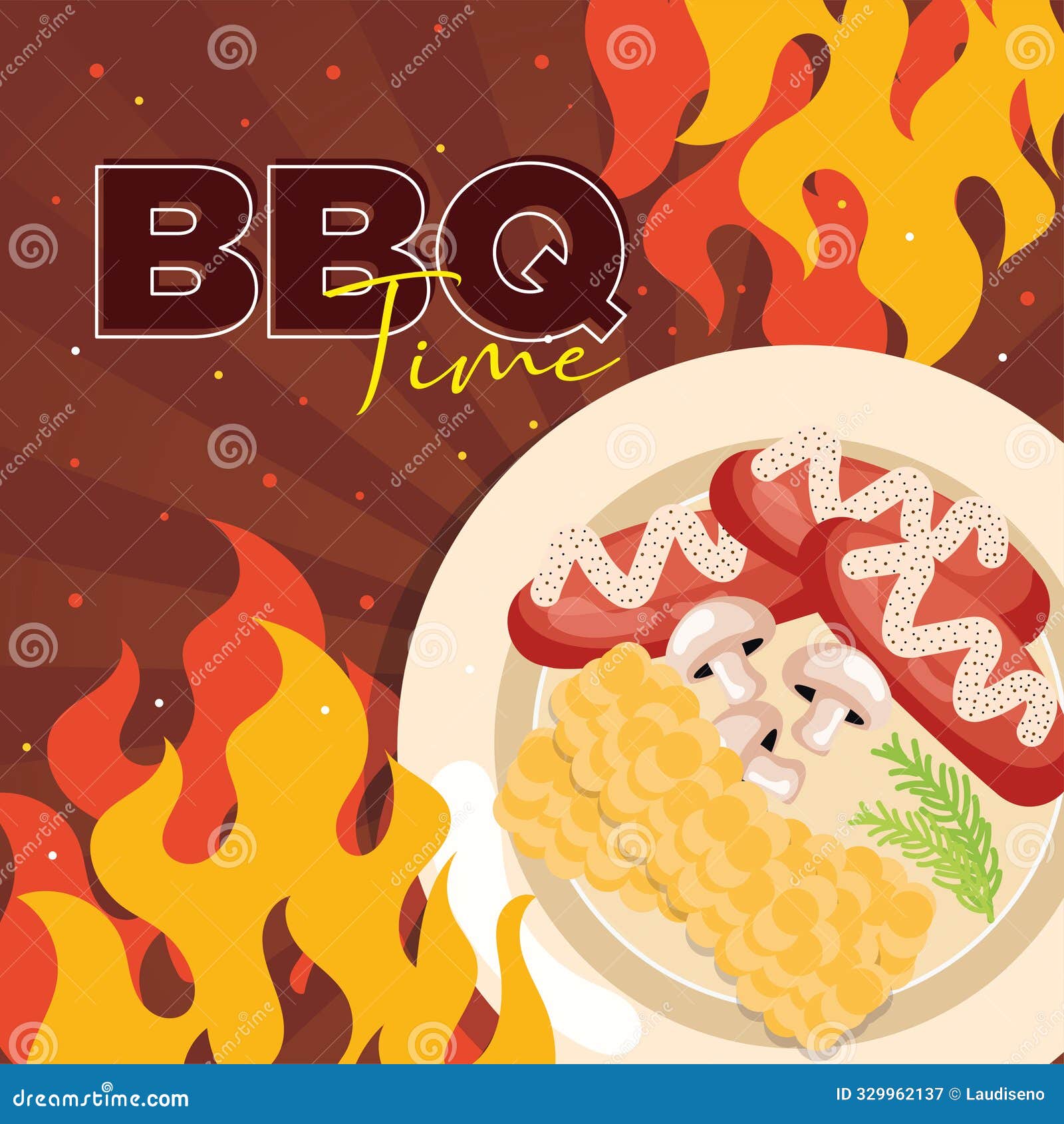 BBQ time poster Vector stock vector. Illustration of cooking - 329962137