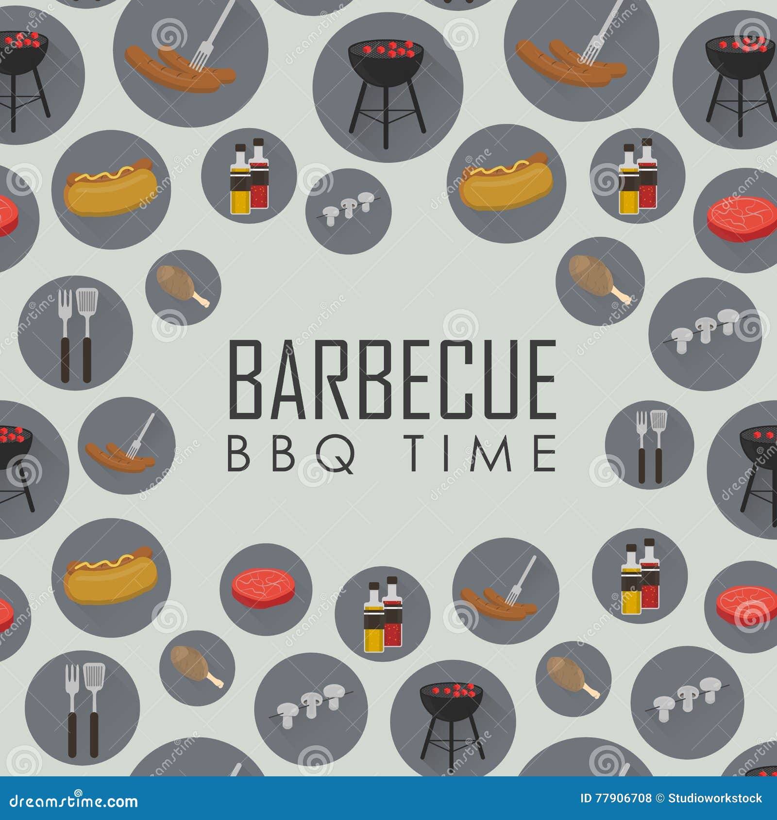 BBQ Time Seamless Pattern. Barbecue Grill Concept Stock Vector ...