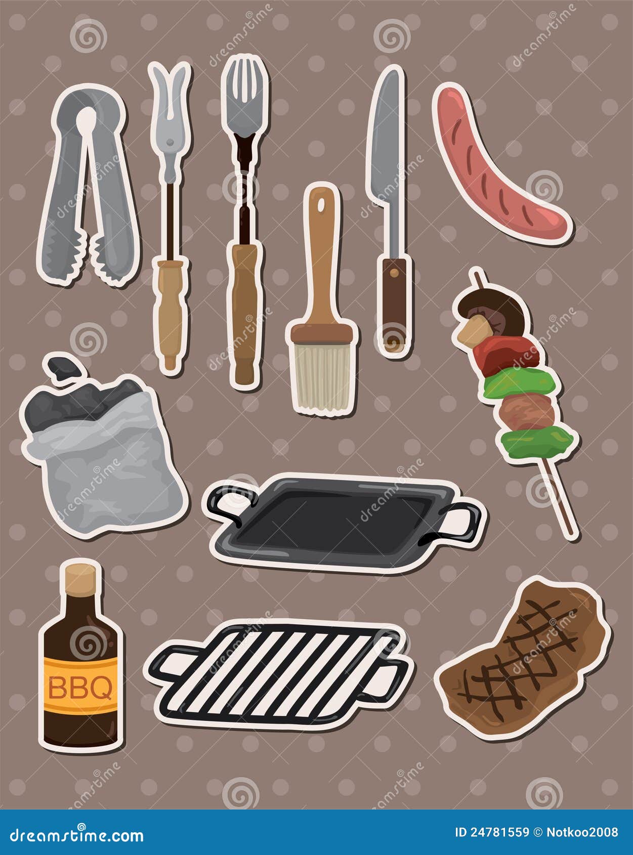 Bbq tools stickers stock vector. Illustration of grill - 24781559